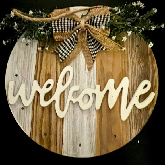 Handmade | Accents | Wooden Welcome Sign With Lights For Door | Poshmark
